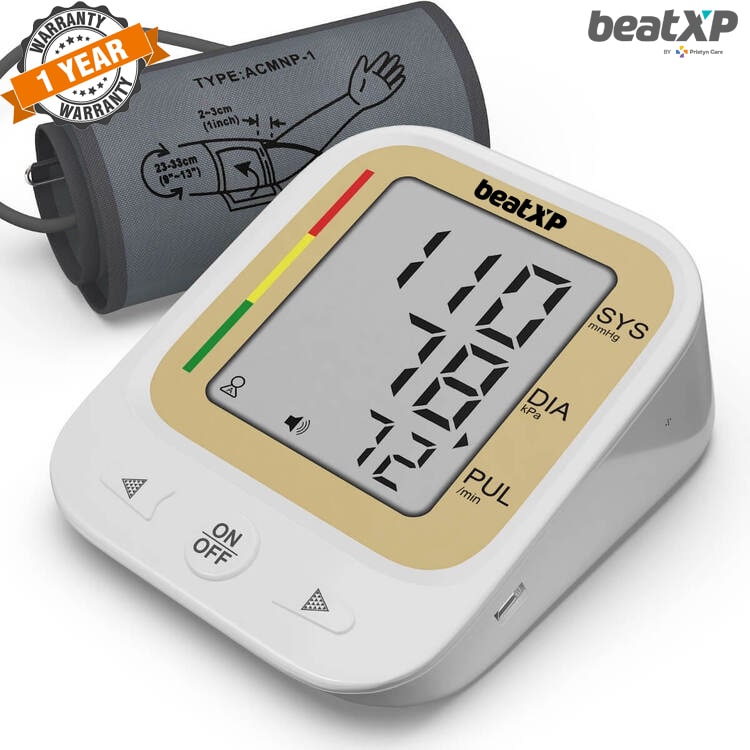 beatXP Fully Automatic BP Machine (White) with Voice & Backlight ...